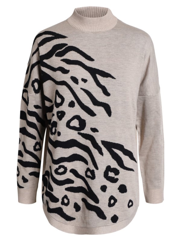 Signature Strik Print Beige | Modetøj til kvinder online