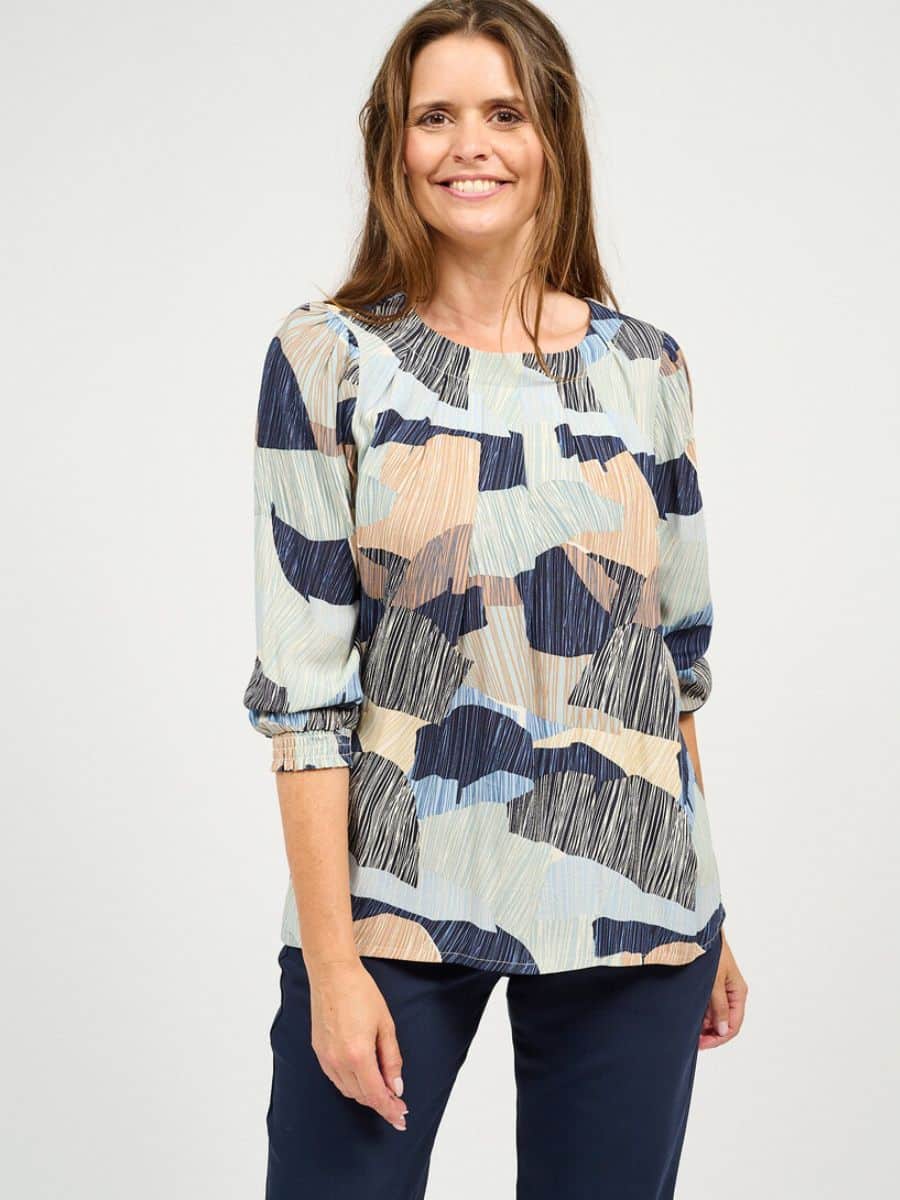 Signature Bluse 213944 - Blå ️ Se smukke printet Dame bluser