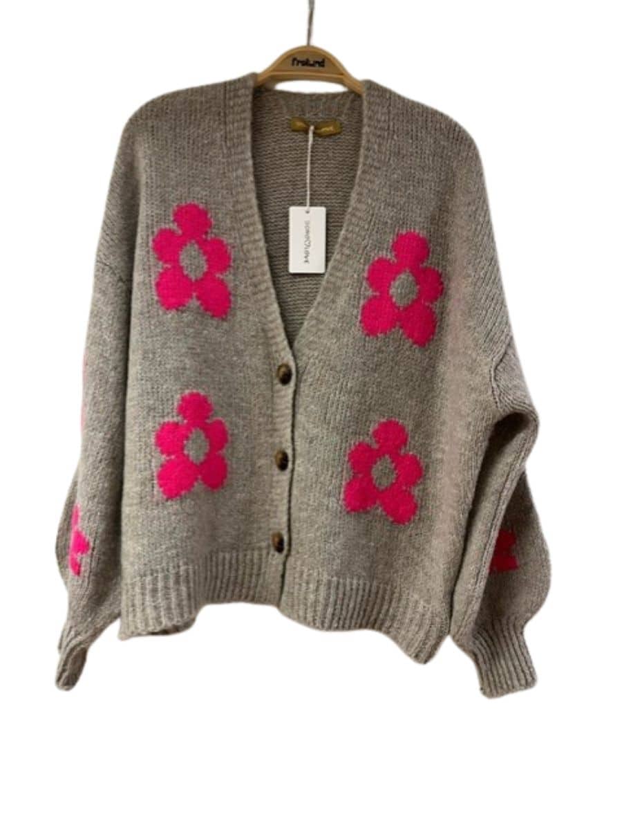 Boho Love cardigan med blomst - Pink ♥ Shop Boho Love styles ♥