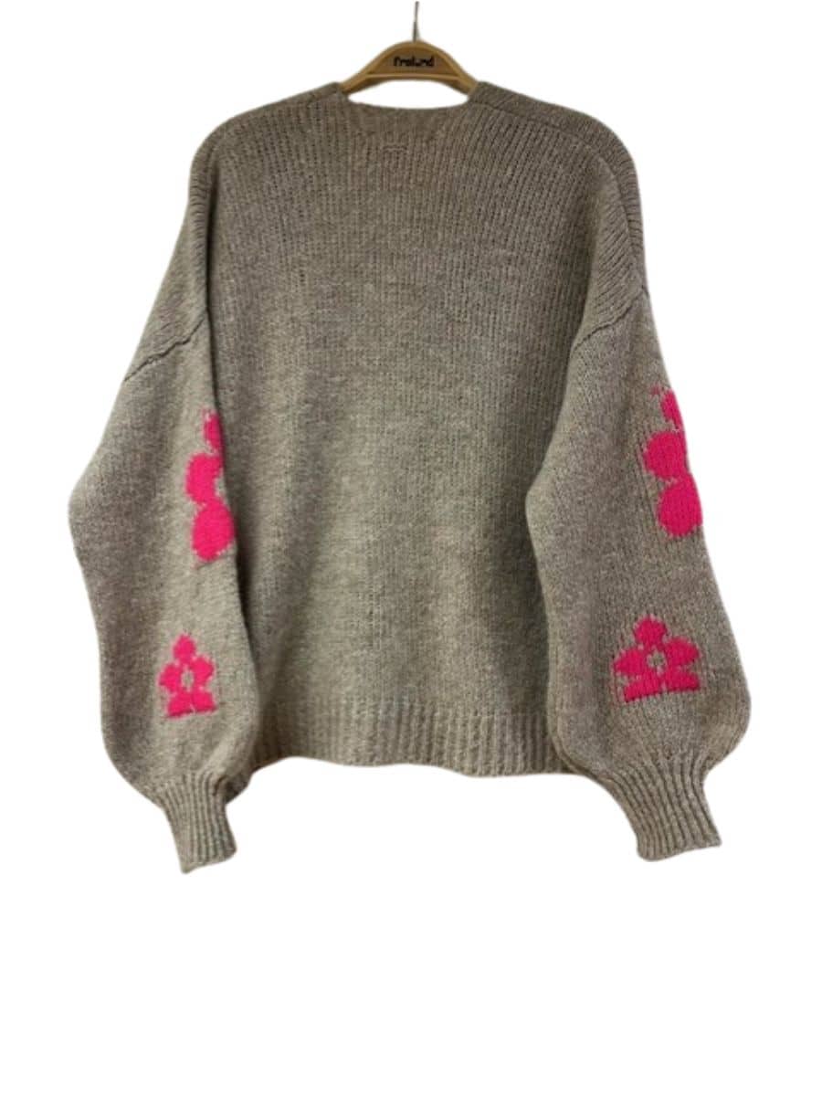 Boho Love cardigan med blomst - Pink ♥ Shop Boho Love styles ♥