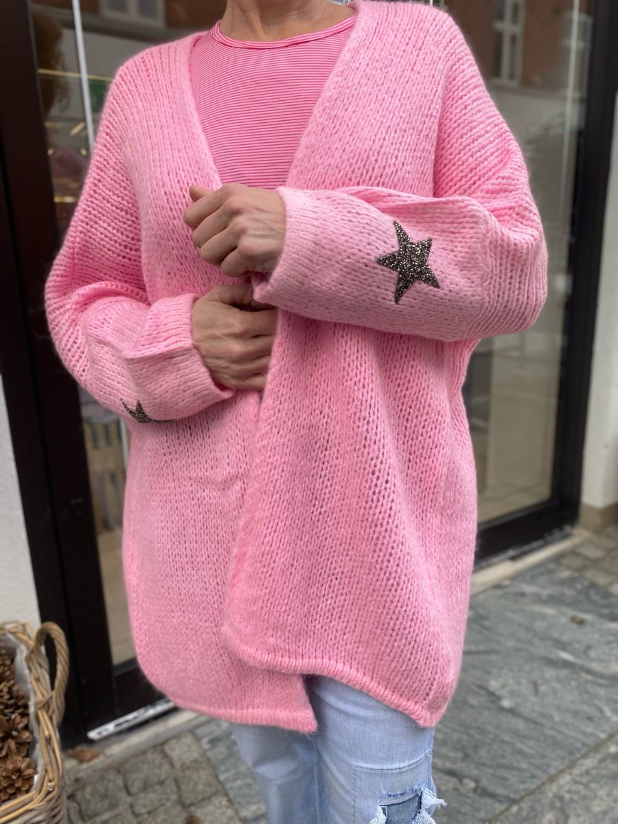 Boho Love Strikcardigan Stjerne - Pink ♥ Boho Love 2024 styles ♥