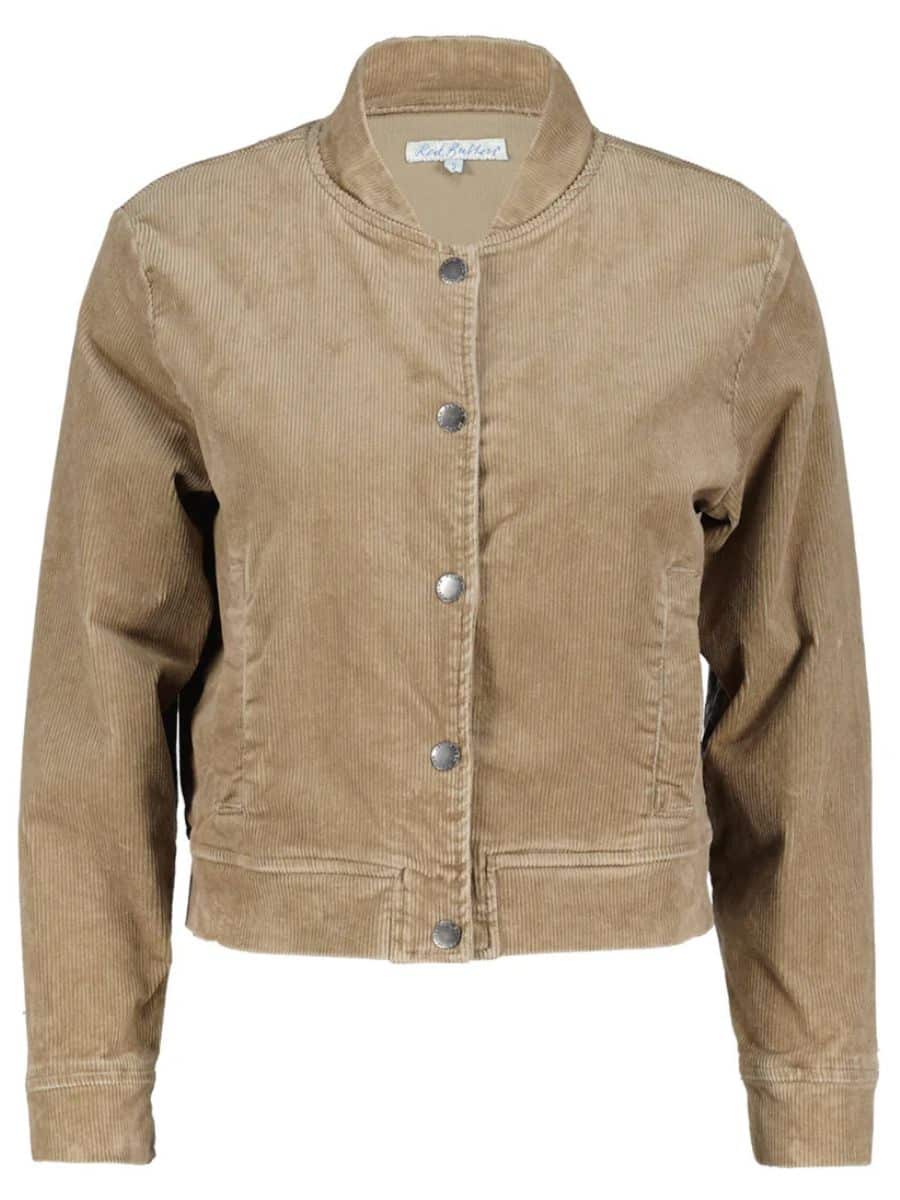 Red Button Bomber Jacket - Light Taupe - Frølund